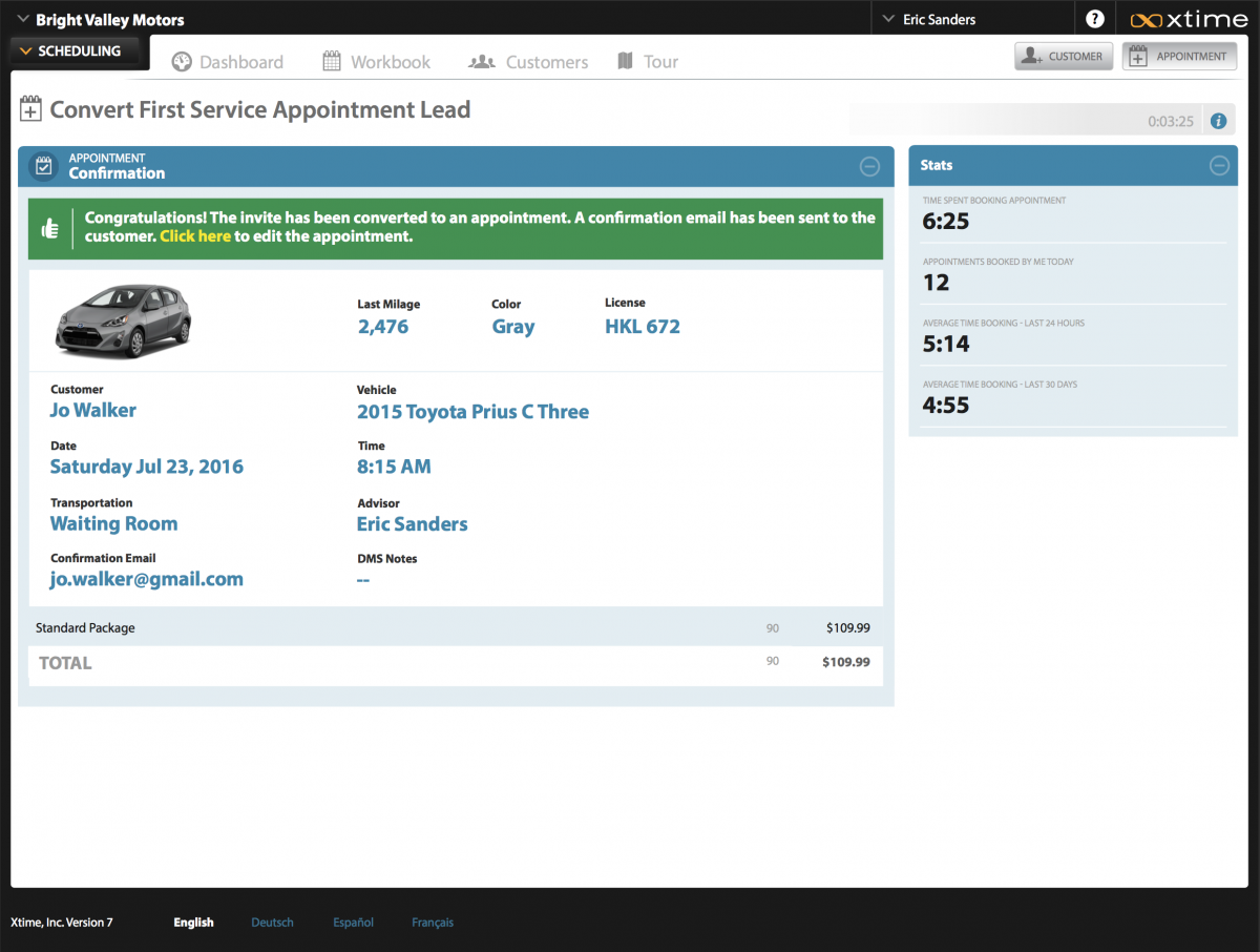 Ryan Mochal's Portfolio » Xtime First Service Appointment